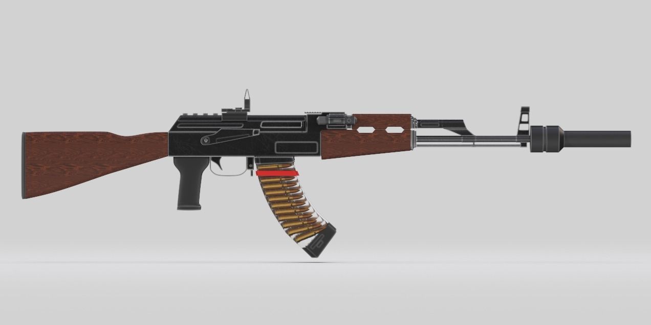 AK47 Kalashnikov Rifle with scope and laser 3D model | CGTrader