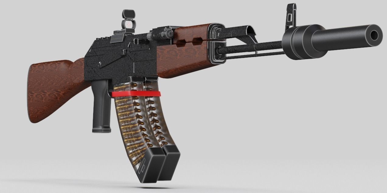 AK47 Kalashnikov Rifle with scope and laser 3D model | CGTrader