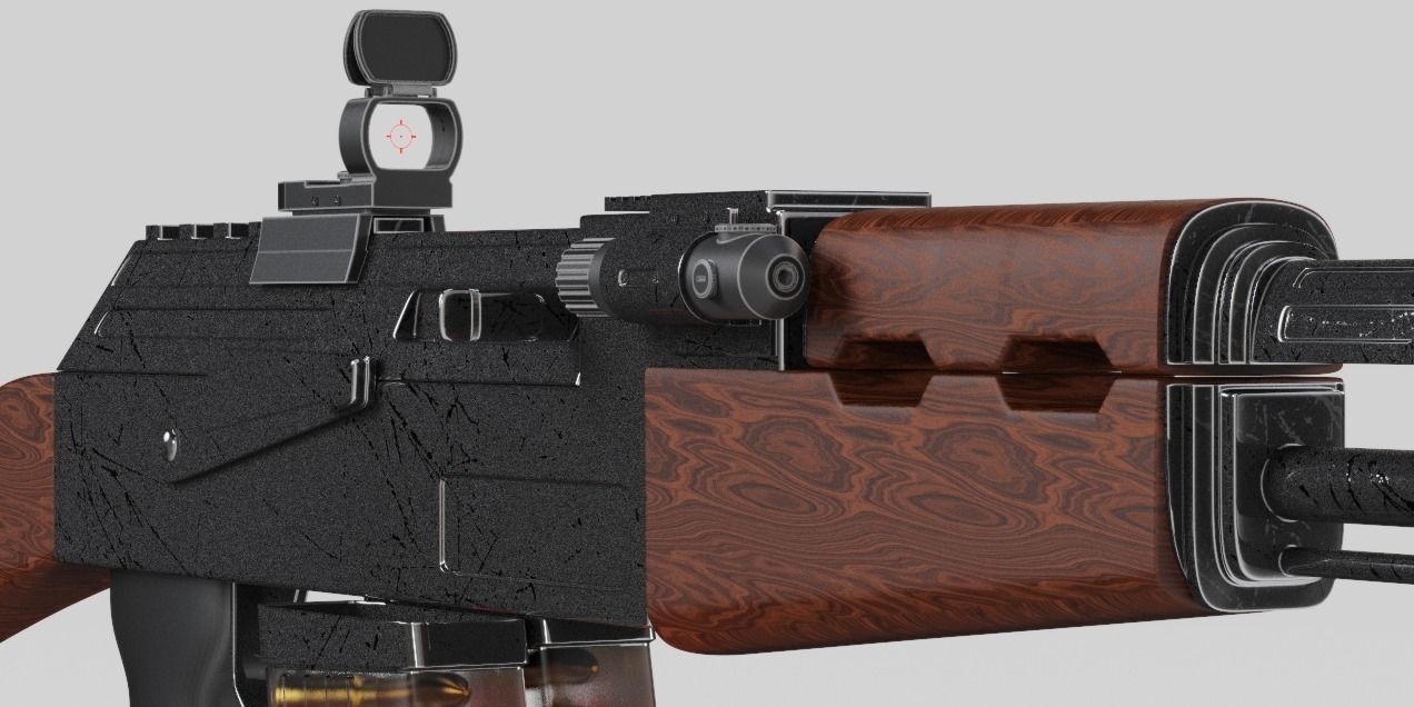 AK47 Kalashnikov Rifle with scope and laser 3D model | CGTrader