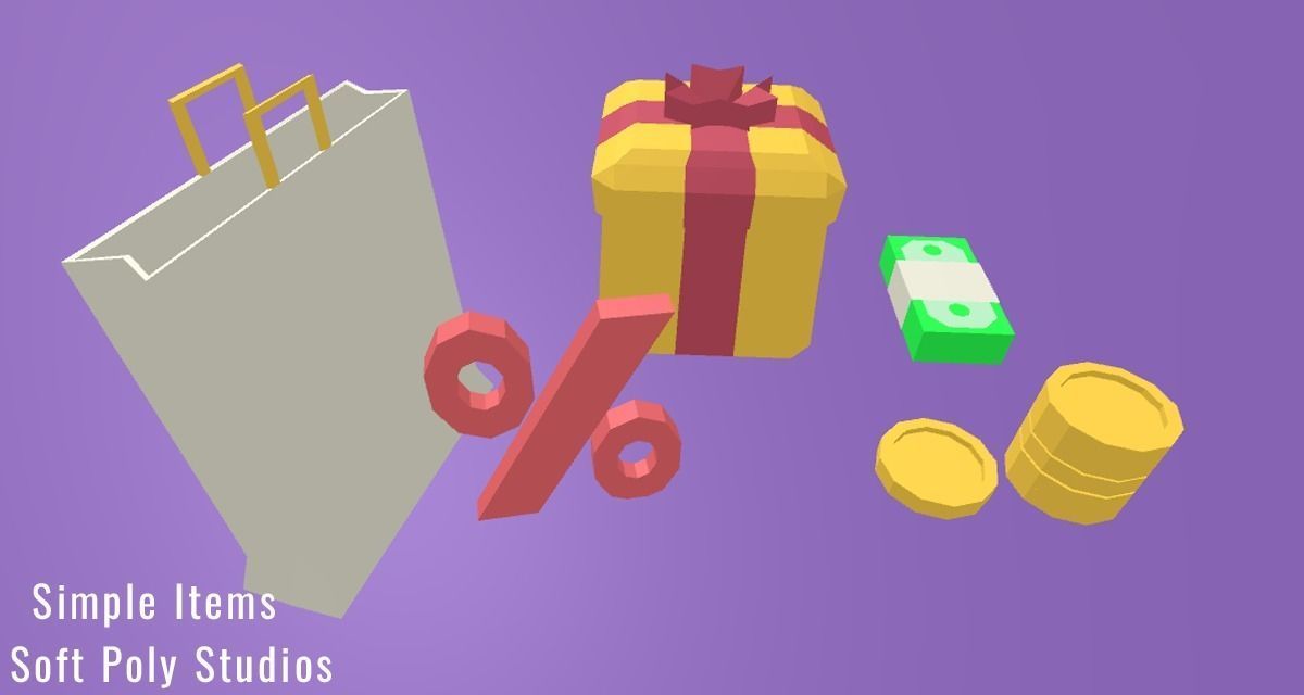 3D model 3D Simple Set - Shopping Pack VR / AR / low-poly | CGTrader