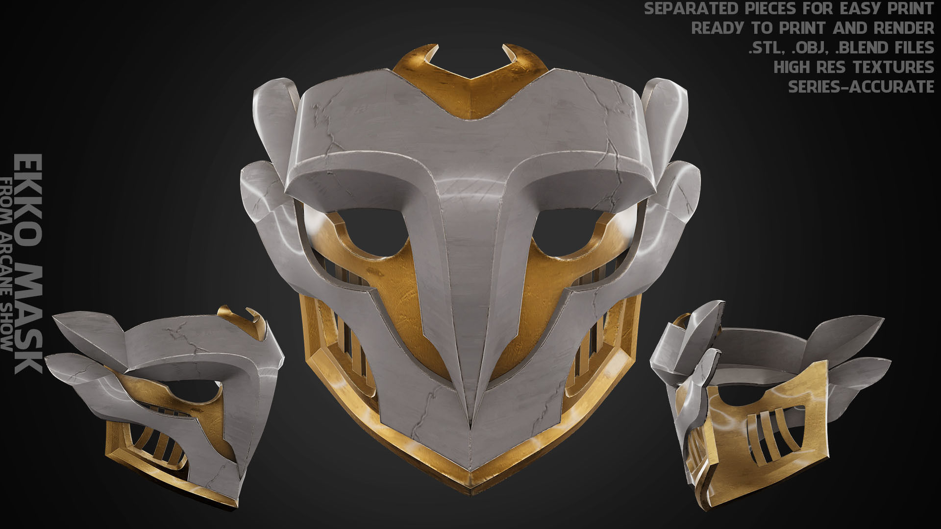 Arcane Ekko Firelight Mask for Cosplay 3D model 3D printable | CGTrader