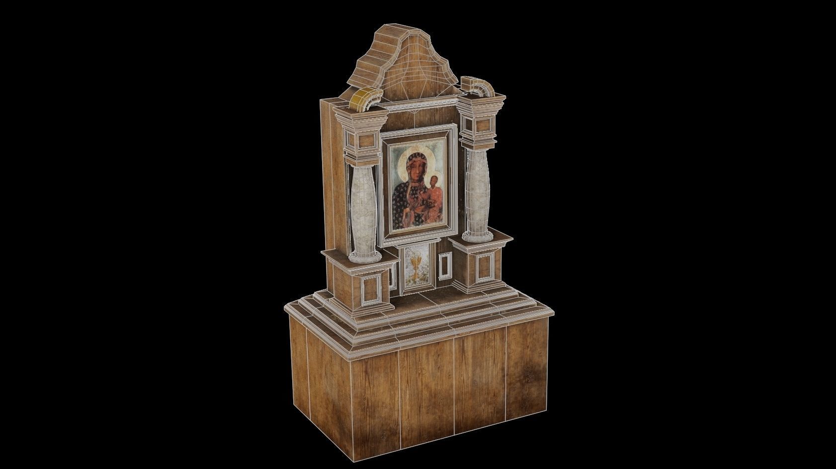 3D model WOODEN CHURCH ALTAR CHURCH DECORATION VR / AR / low-poly ...