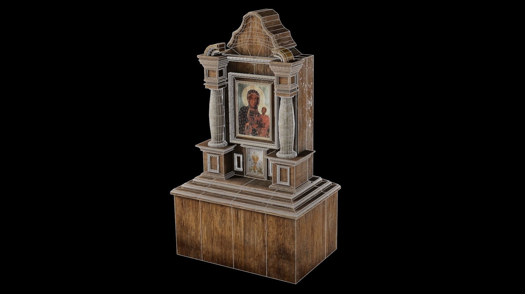 3D model WOODEN CHURCH ALTAR CHURCH DECORATION VR / AR / low-poly ...