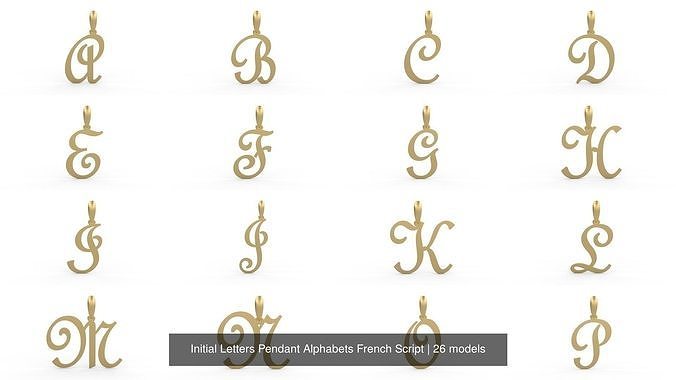 Initial Letters Pendant Alphabets French Script 3D Model Collection ...