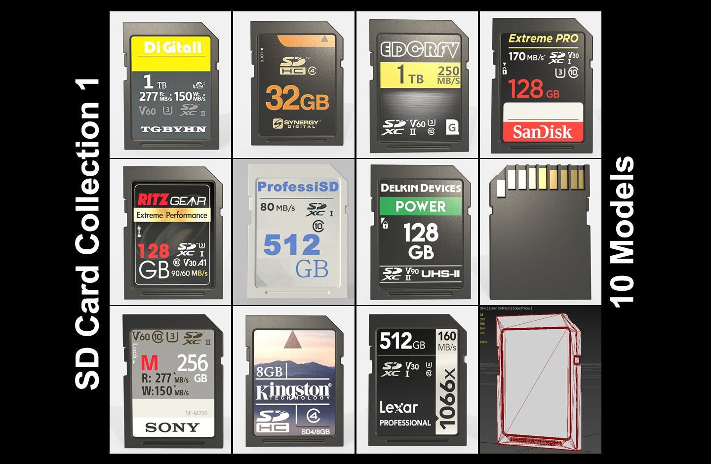 SD Card Model Collection 01 - 10 Models VR / AR / low-poly | CGTrader