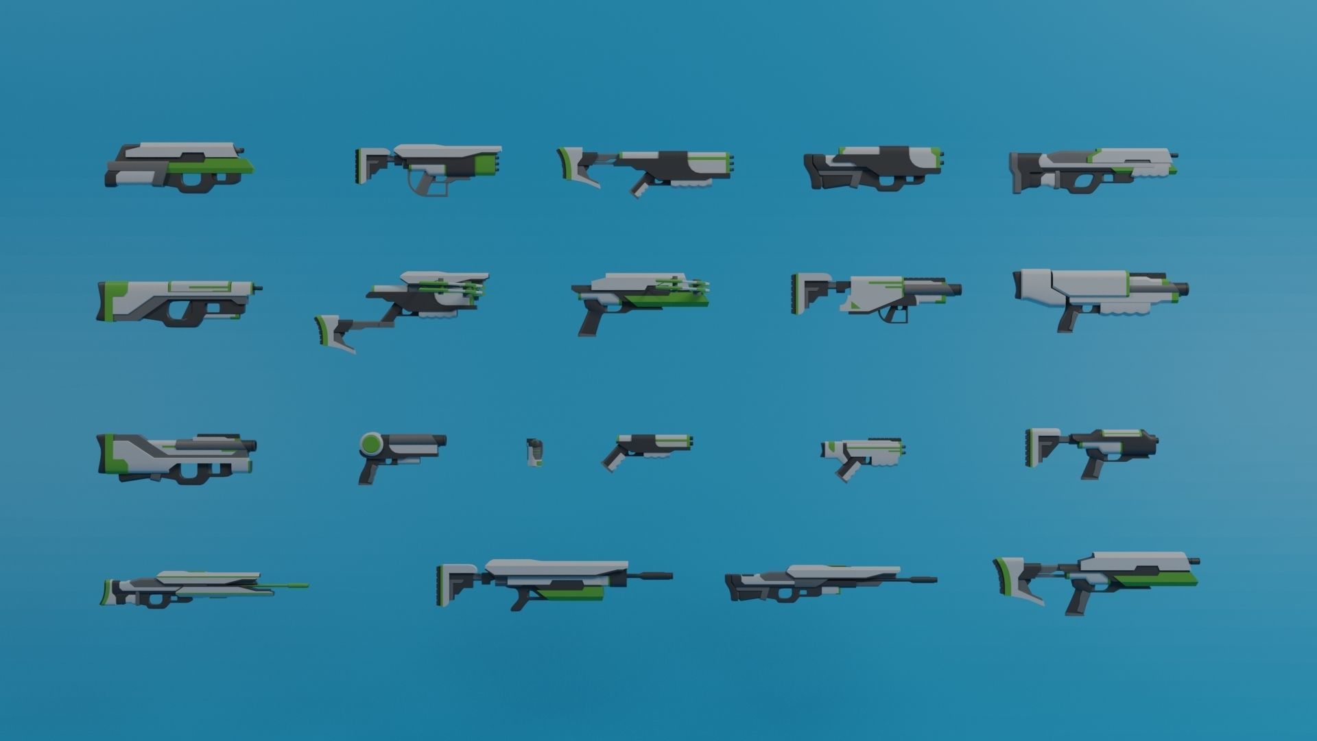 3D model Sci-Fi Modular Gun Pack Game Ready VR / AR / low-poly | CGTrader