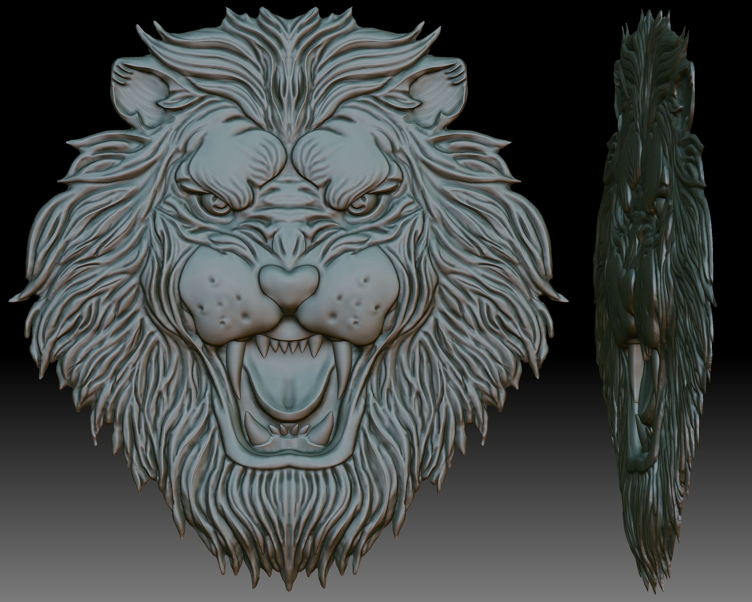 Lion Head 3D bas-relief for CNC router 3D model 3D printable | CGTrader