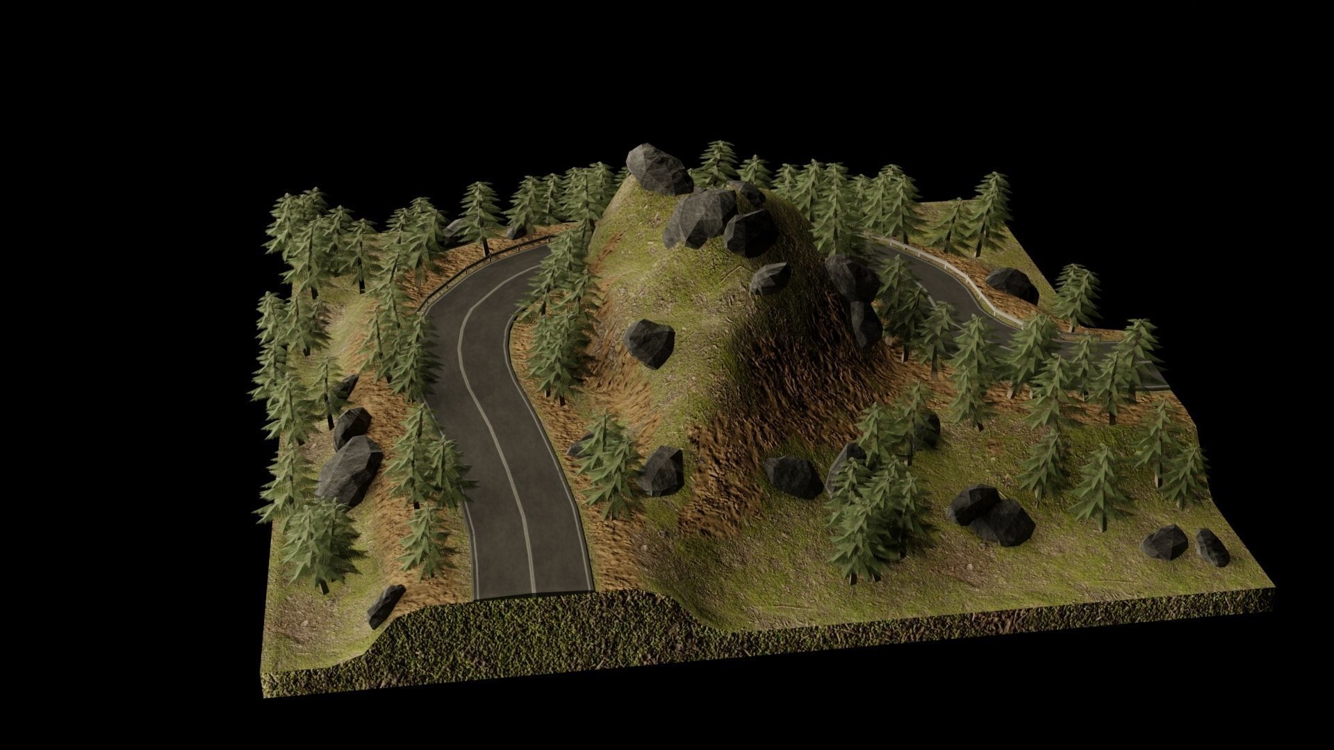 Mountainous Road Free 3D Environment free VR / AR / low-poly 3D model ...