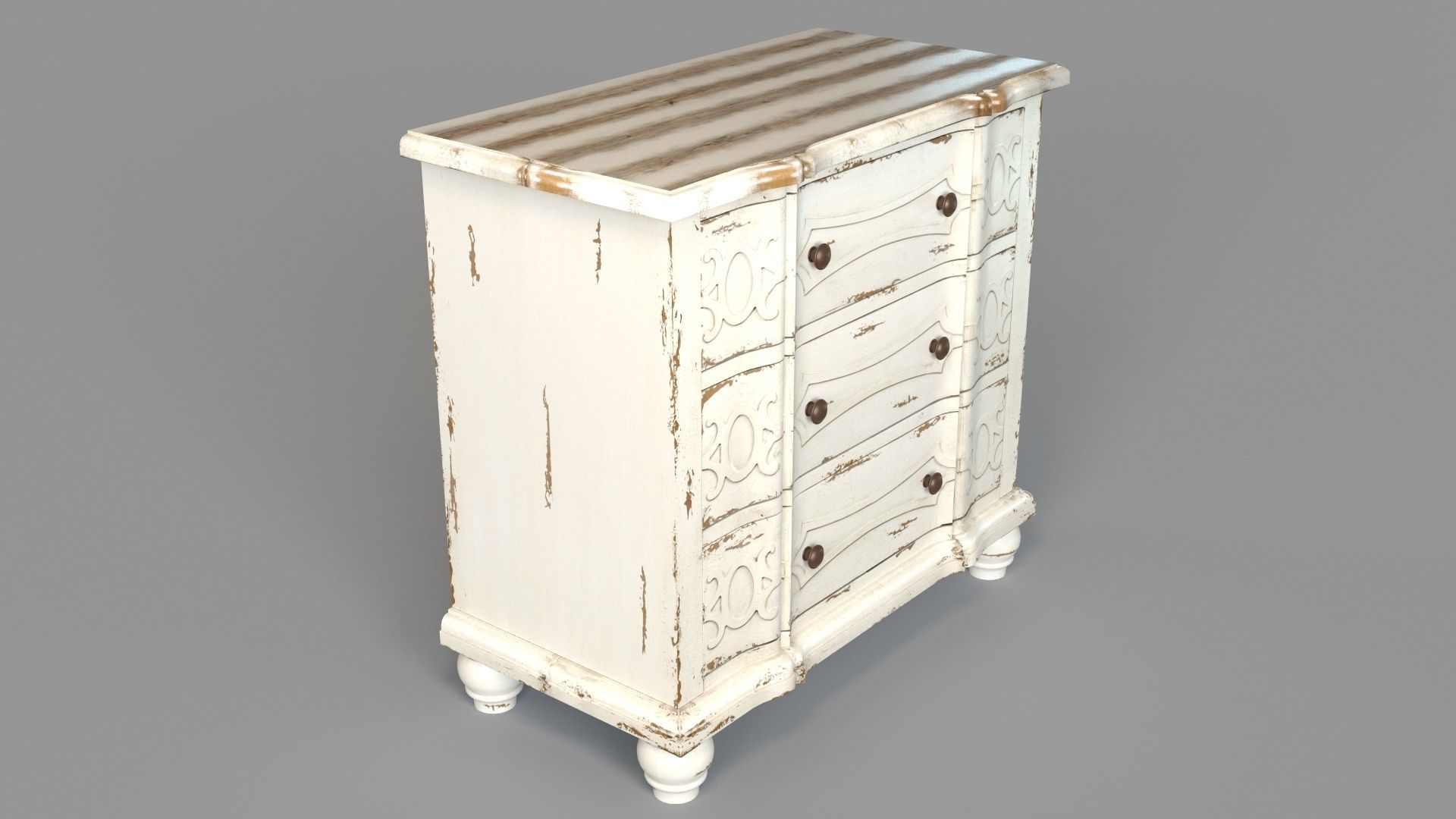 Distressed Chest White 3D model | CGTrader