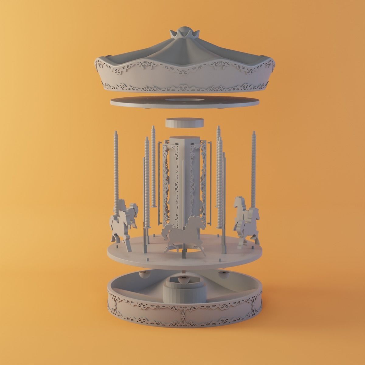 Carrousel carousel 3D model 3D printable | CGTrader