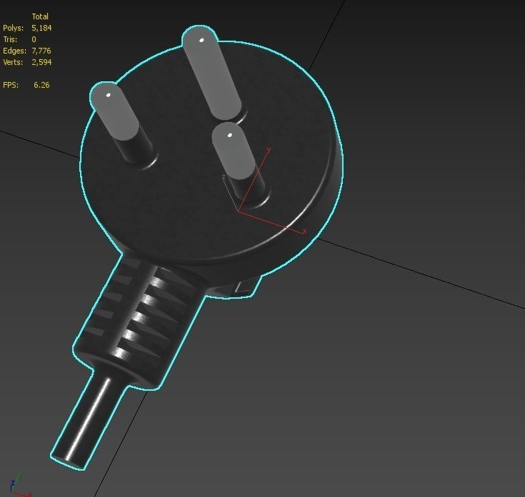 3D model Electrical Plug Type 0 Black VR / AR / low-poly | CGTrader