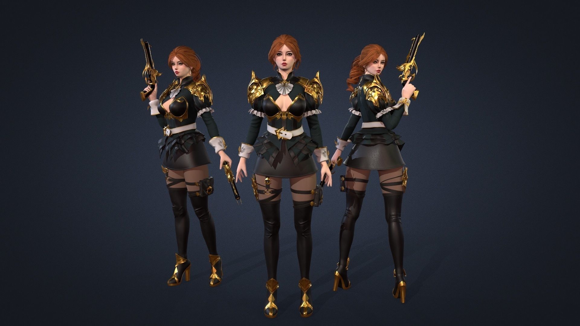 3D model Gunner Girl VR / AR / low-poly rigged | CGTrader