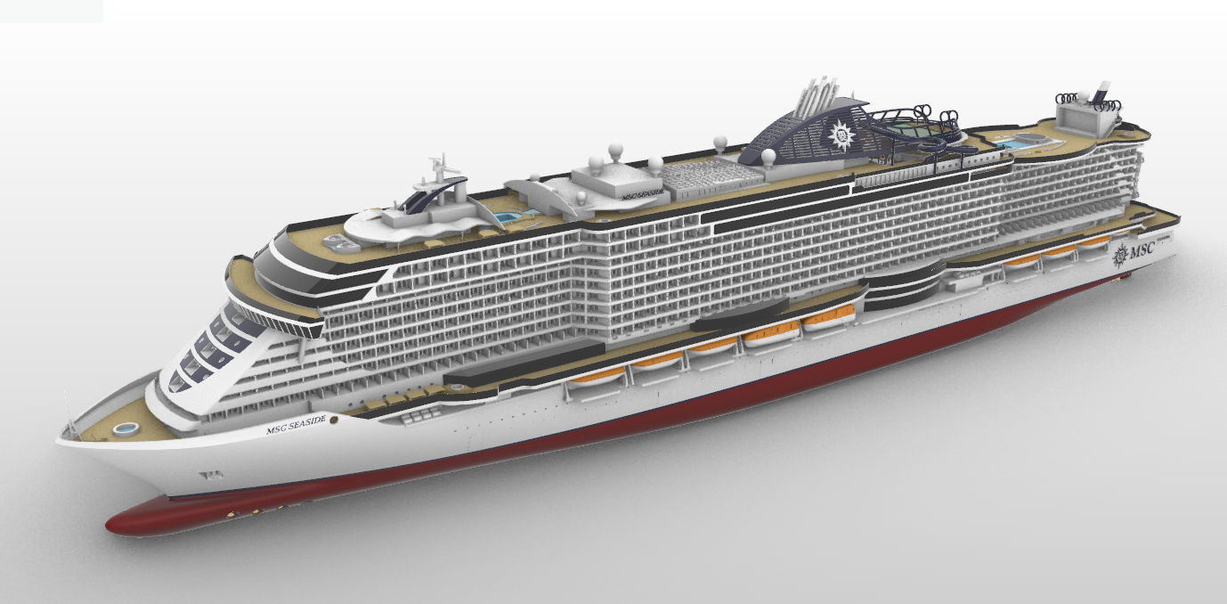 MSC Seaside cruise ship printable scale model 3D model 3D printable ...