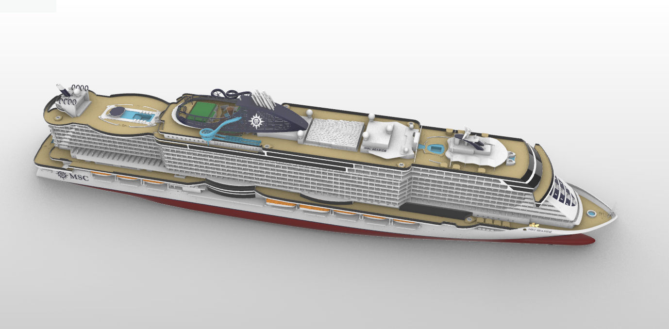 MSC Seaside cruise ship printable scale model 3D model 3D printable ...