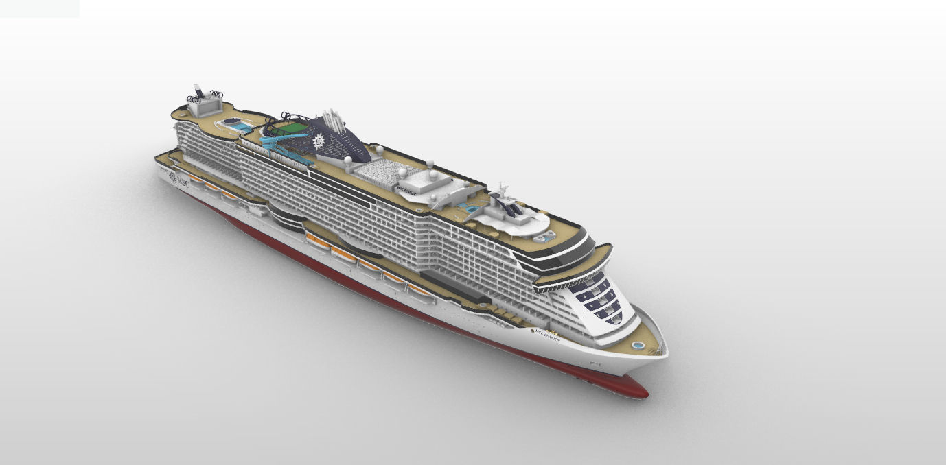 MSC Seaside cruise ship printable scale model 3D model 3D printable ...