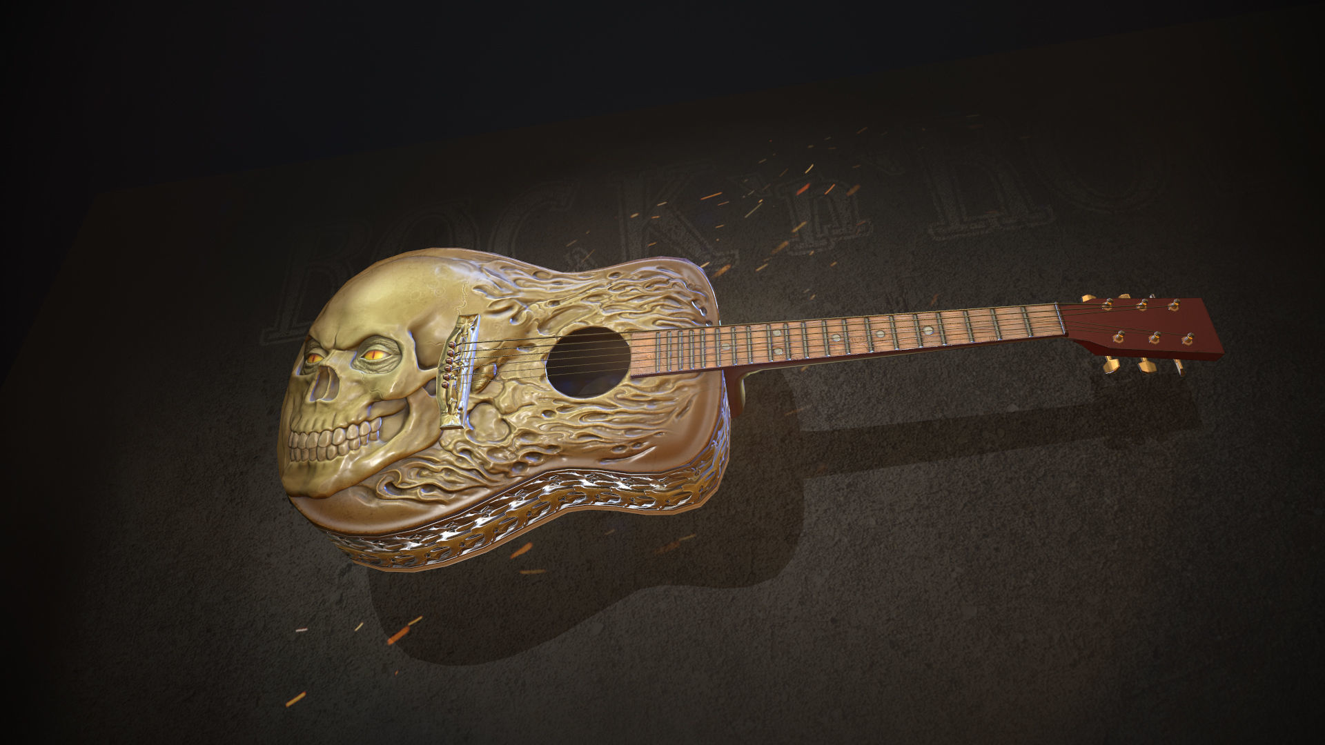 3D model Skull guitar VR / AR / low-poly | CGTrader