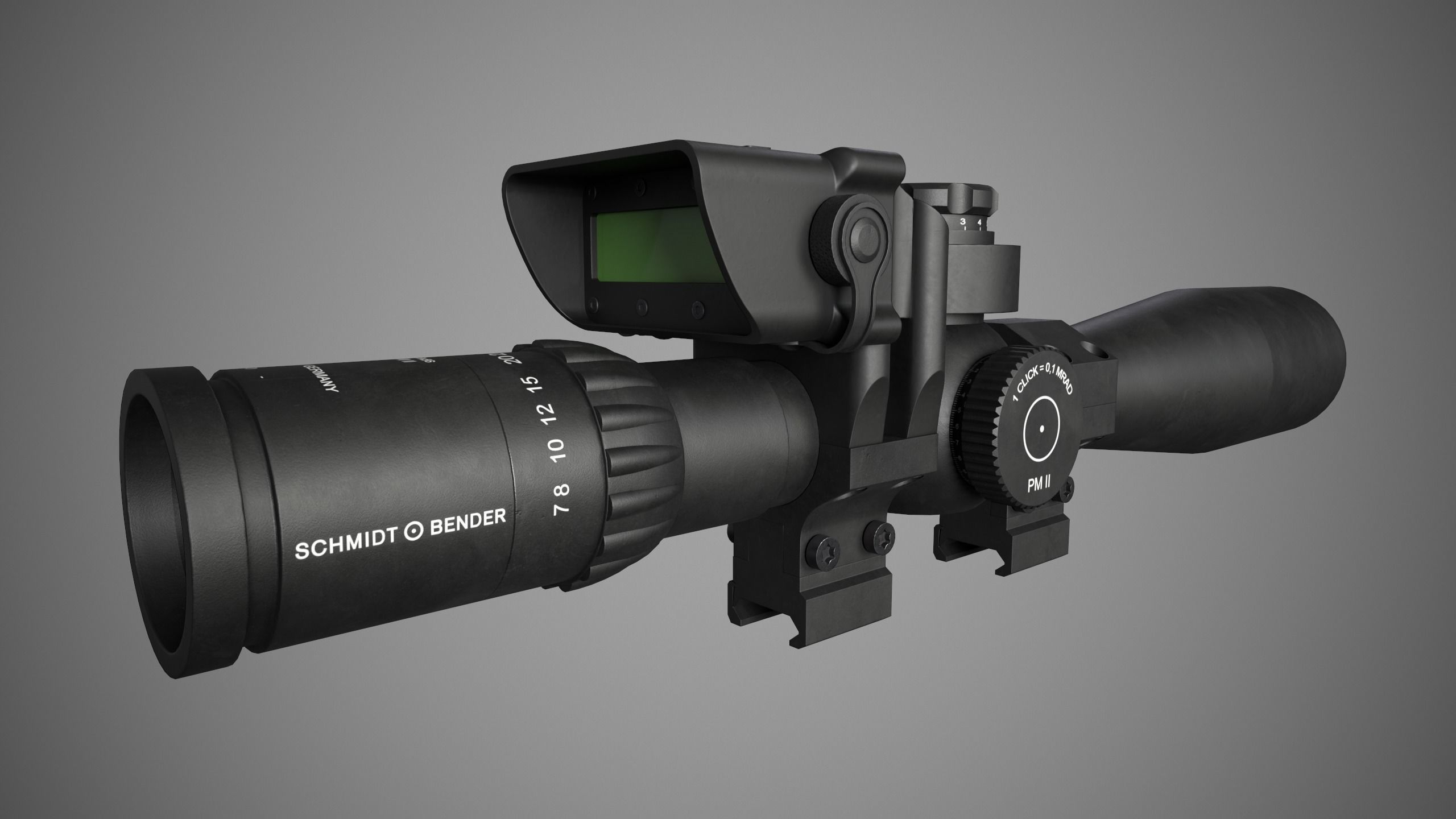 3D model Barrett BORS with Scope Leupold Mark 4-14x50mm VR / AR / low ...