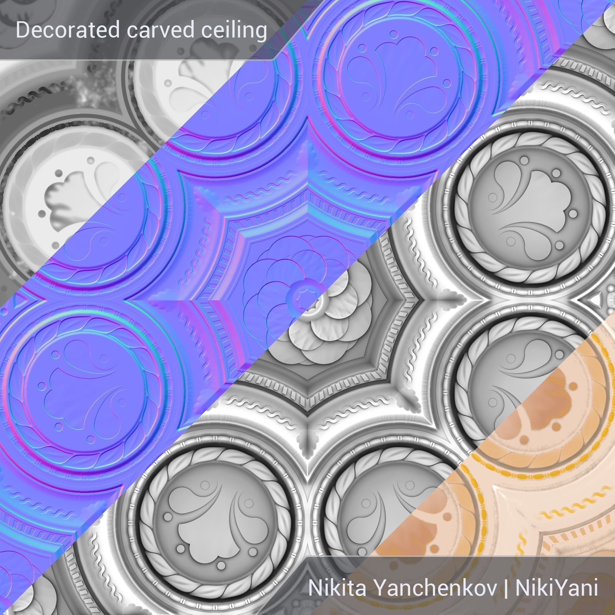 Decorated carved ceiling Texture | CGTrader