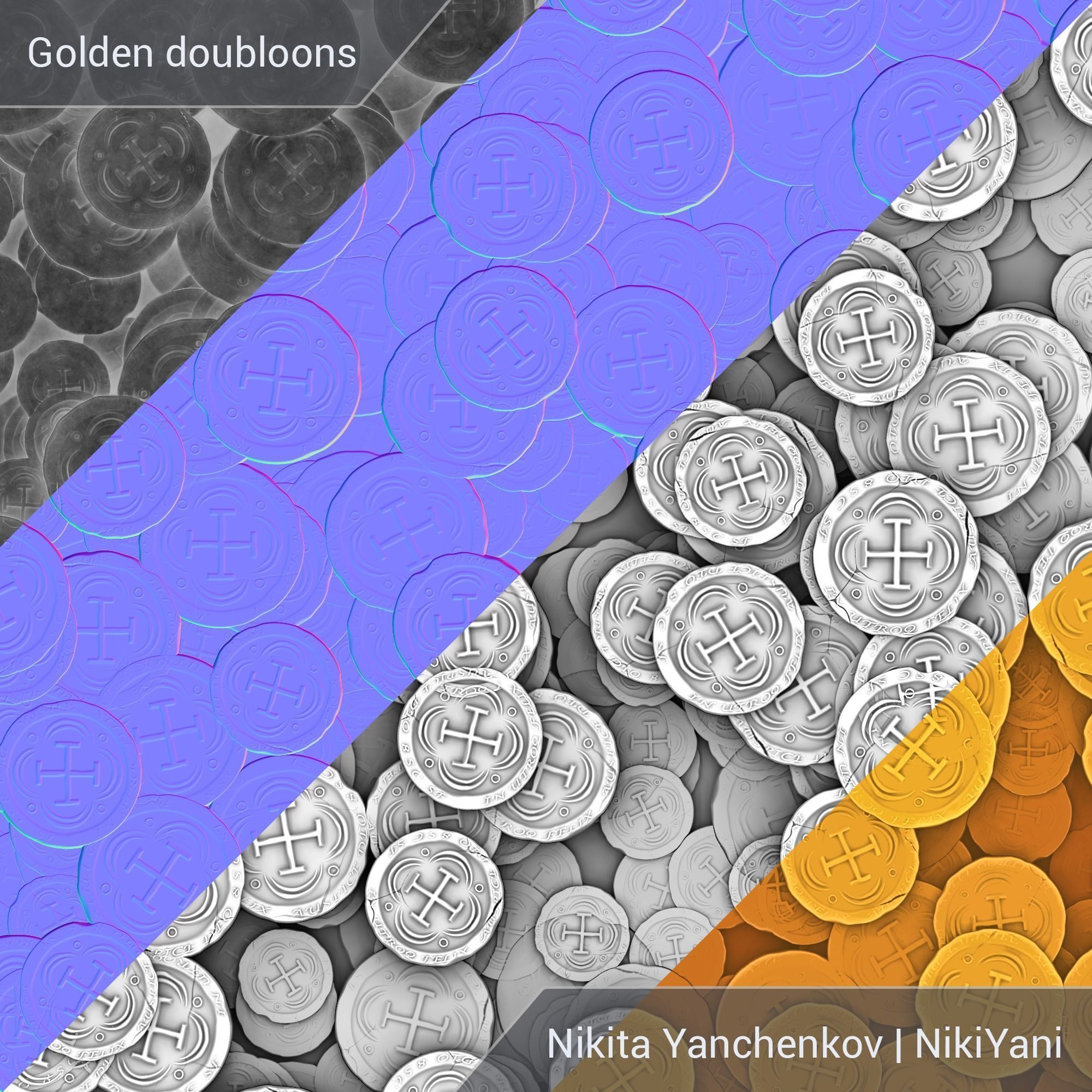 Golden doubloons Texture | CGTrader