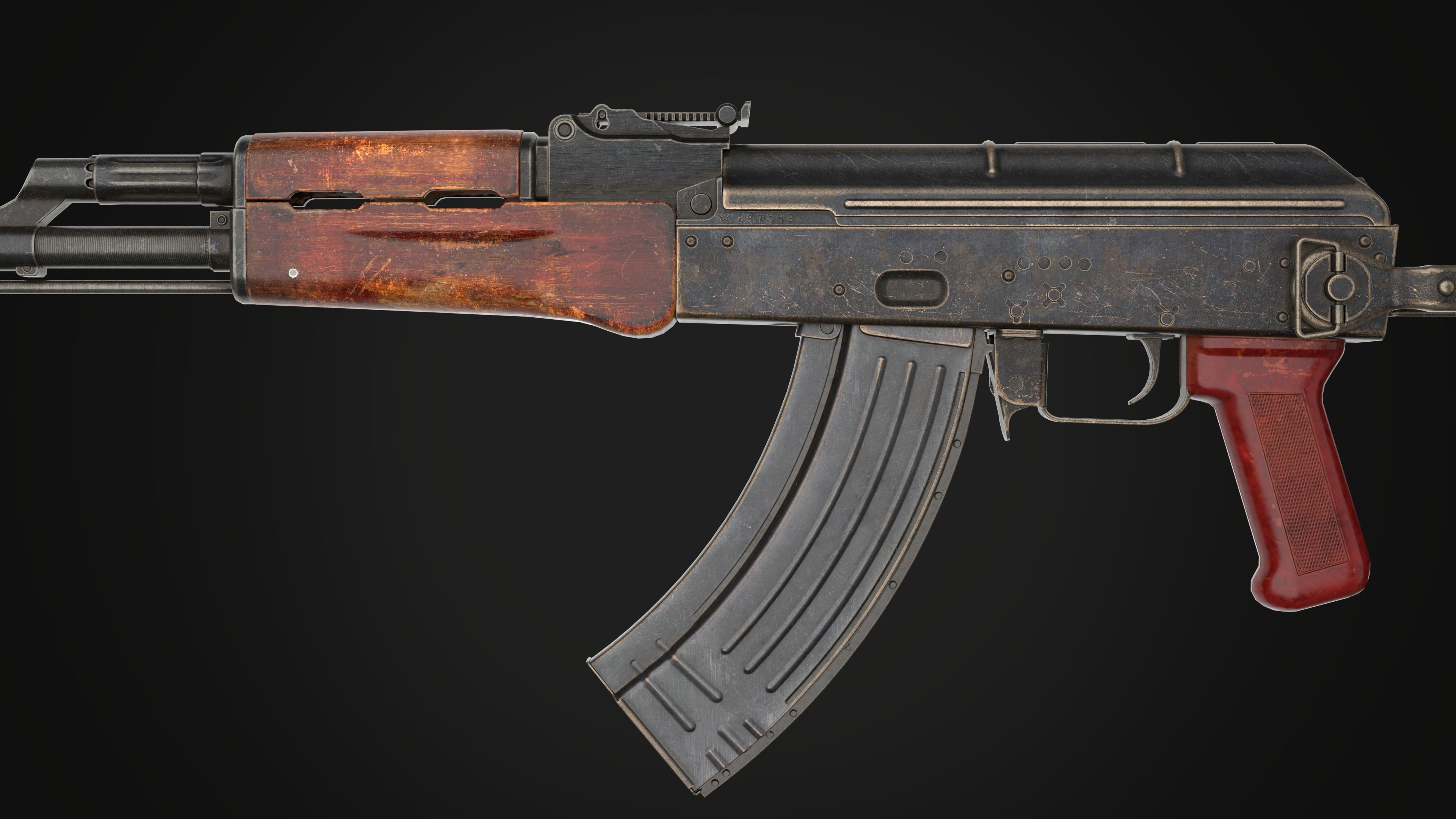 3D model AKMS Kalashnikov VR / AR / low-poly | CGTrader