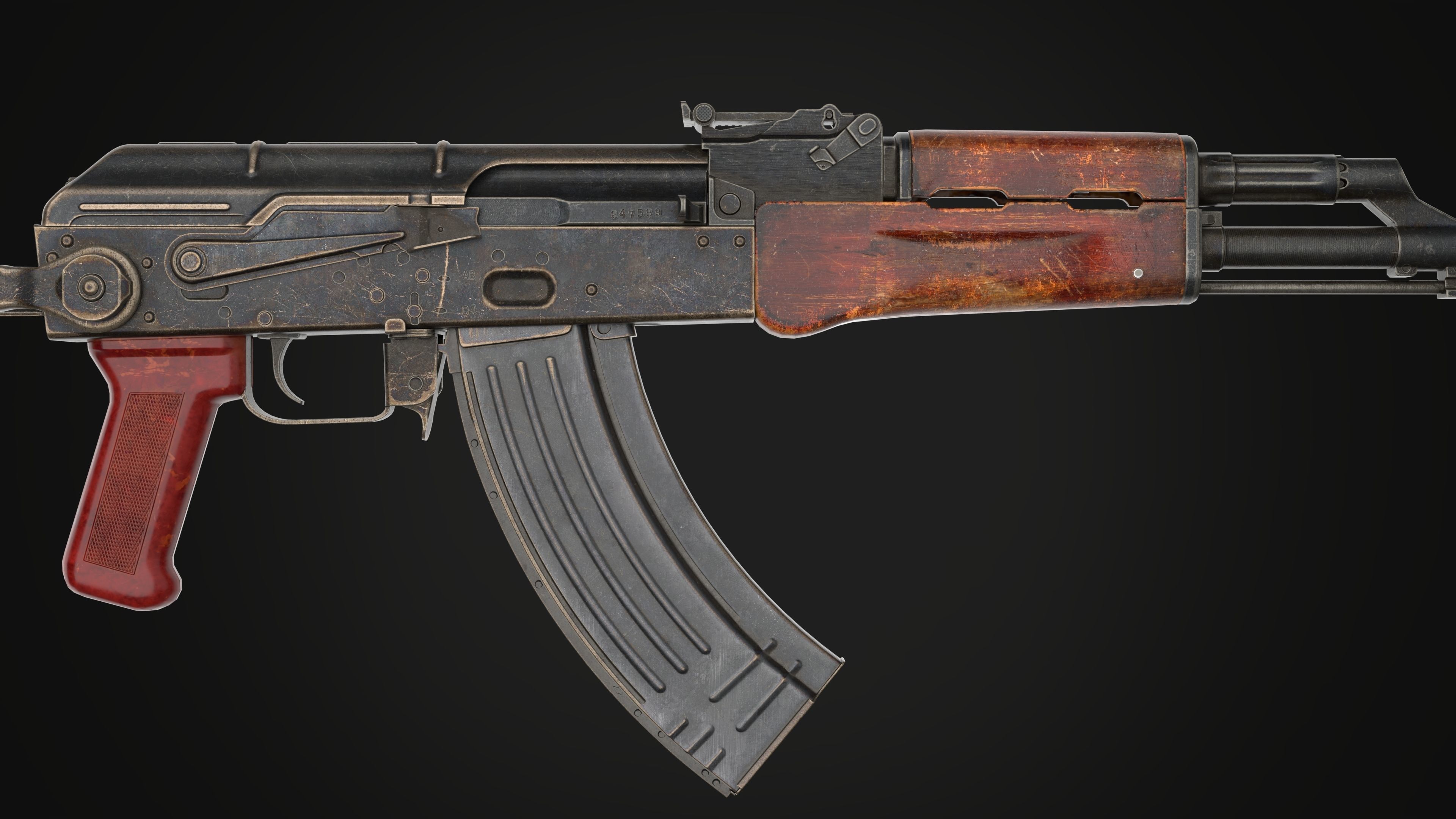 3D model AKMS Kalashnikov VR / AR / low-poly | CGTrader
