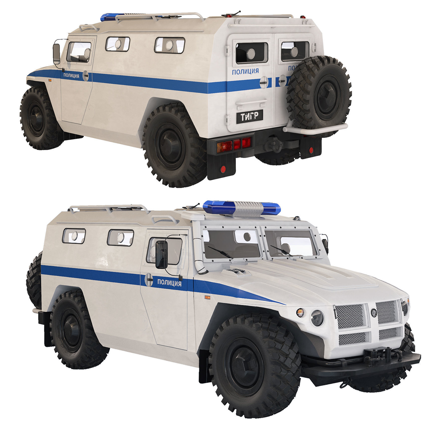 GAZ Tiger 233036 police 2005 3D model | CGTrader