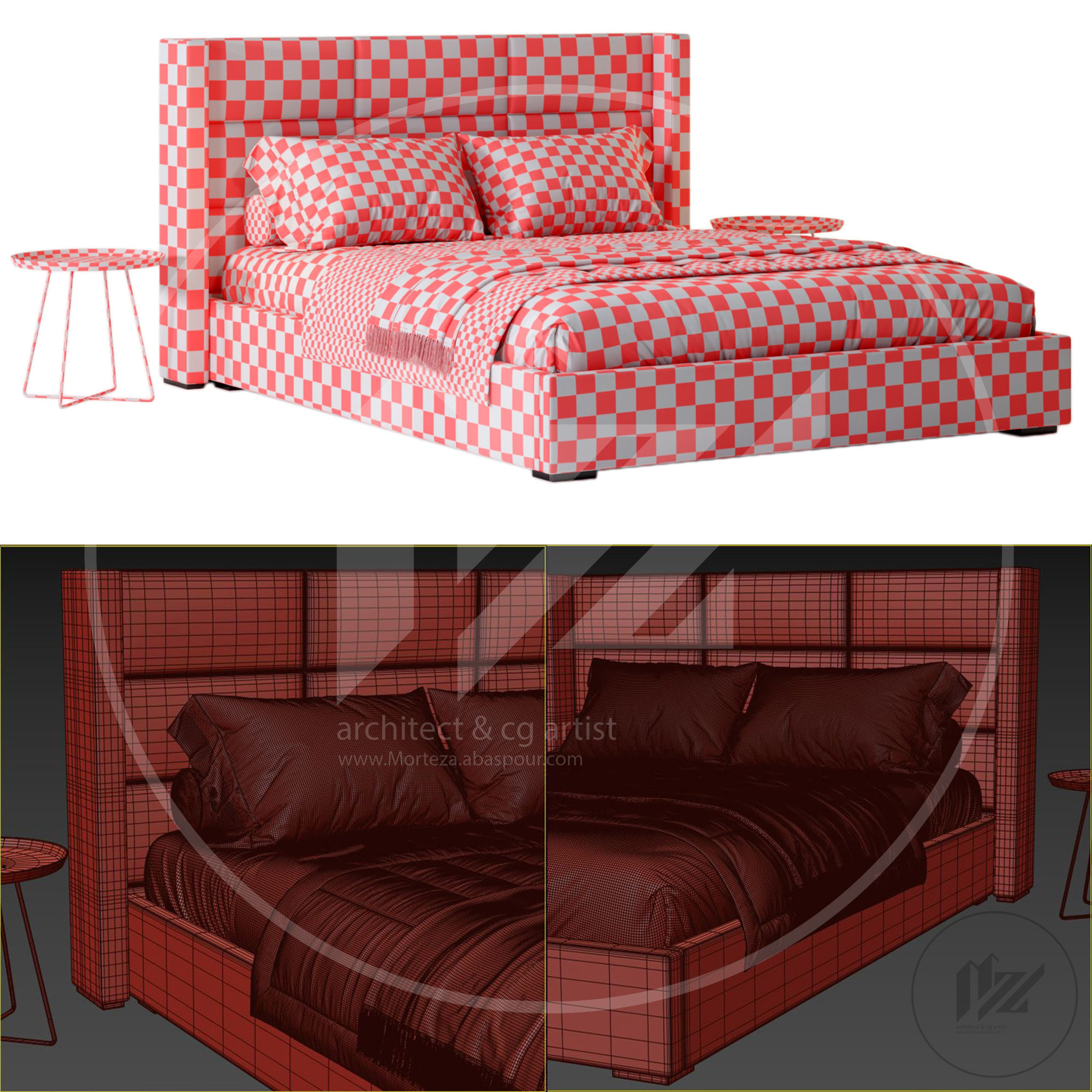 Rh Mdena Rectangular Bed 3D model | CGTrader