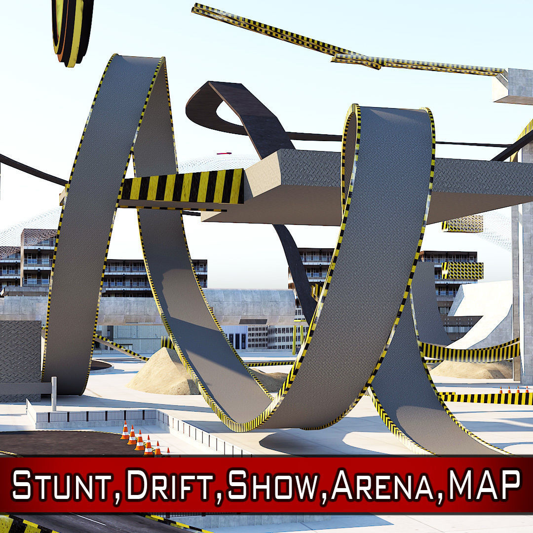 3D model Car Stunt and Show Area Ramps Drift and More VR / AR / low ...