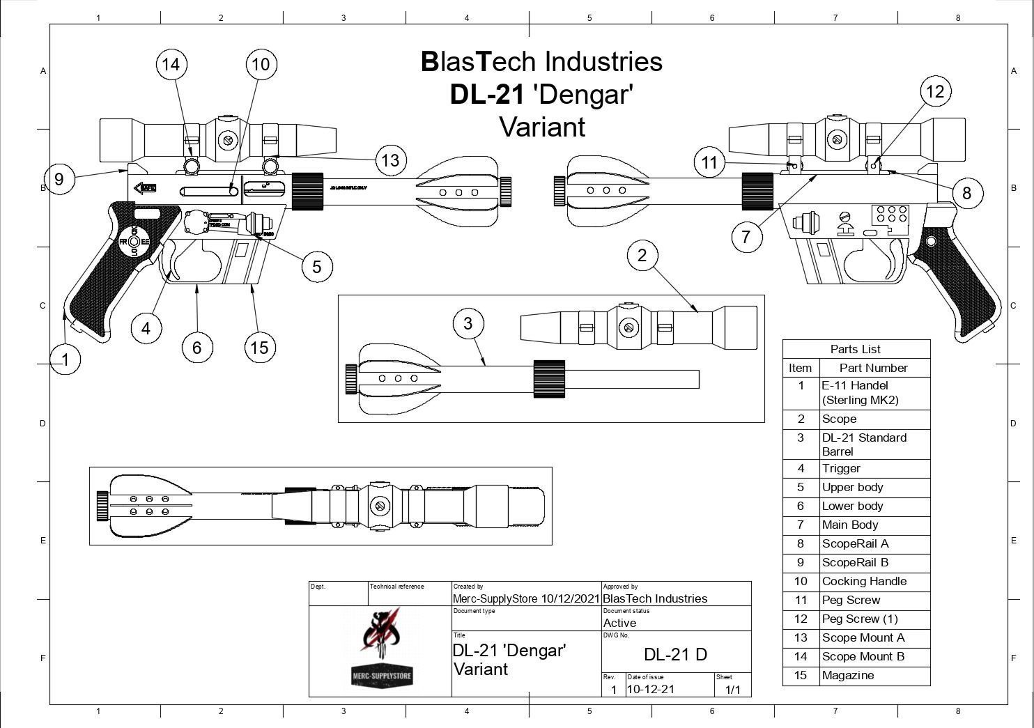 DL-21 Dengar Blaster 3D Files 3D model 3D printable | CGTrader