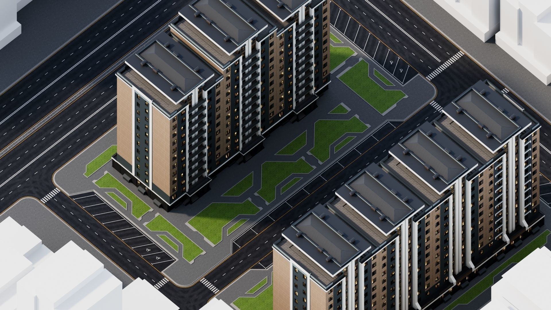 Exterior Apartment Building 12 Floors 3D model | CGTrader