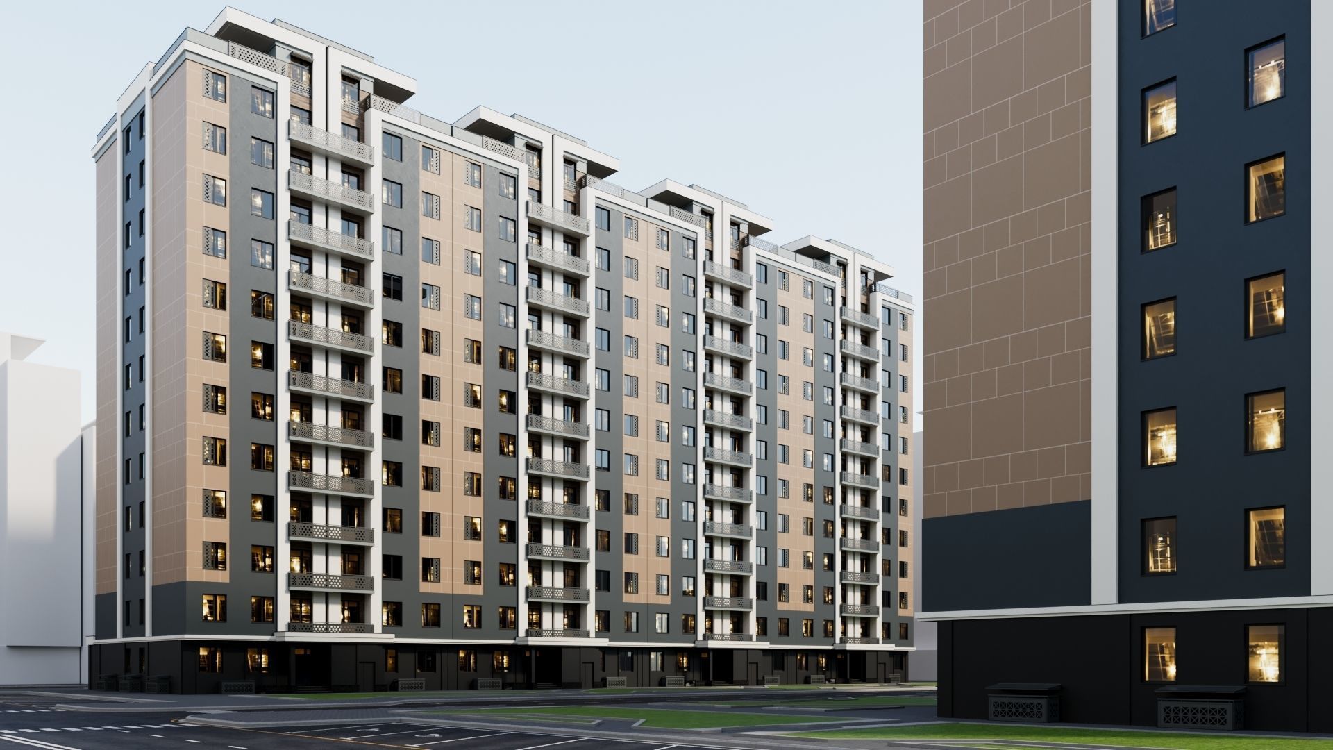 Exterior Apartment Building 12 Floors 3D model | CGTrader