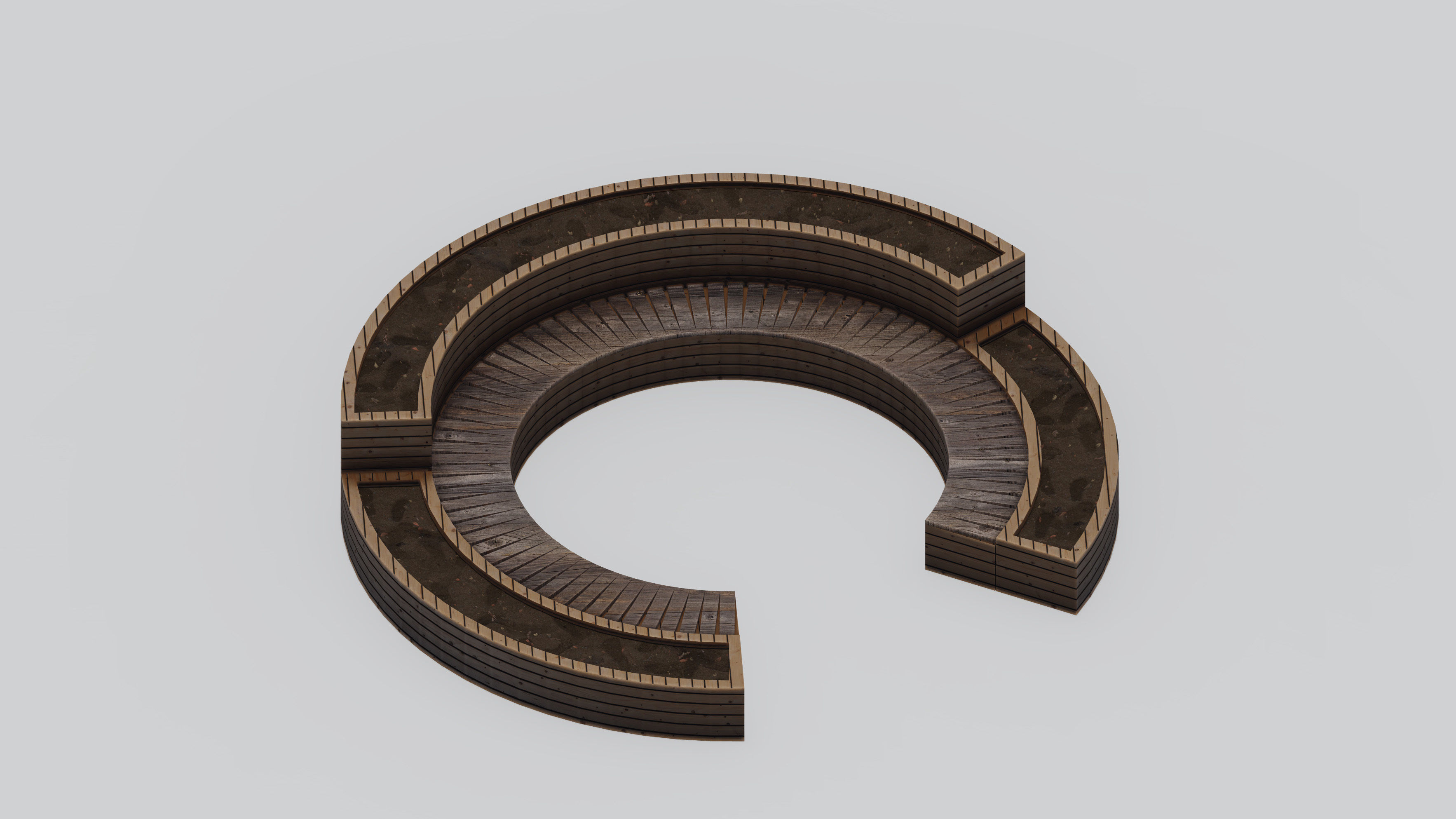 ring shaped wooden bench free 3D model | CGTrader
