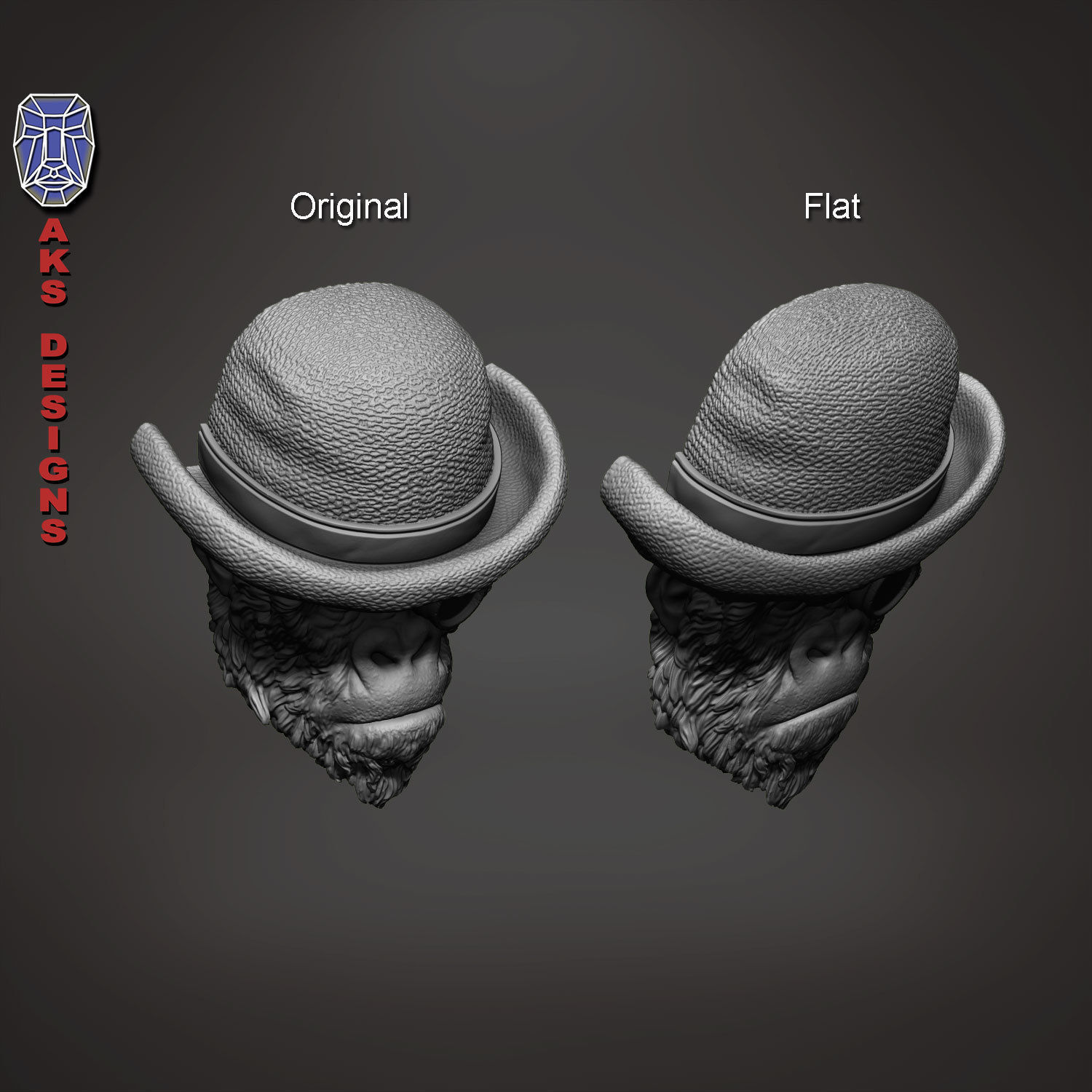 Gentlemen Gorilla Bas relief Art for CNC and jewelry 3D model 3D ...