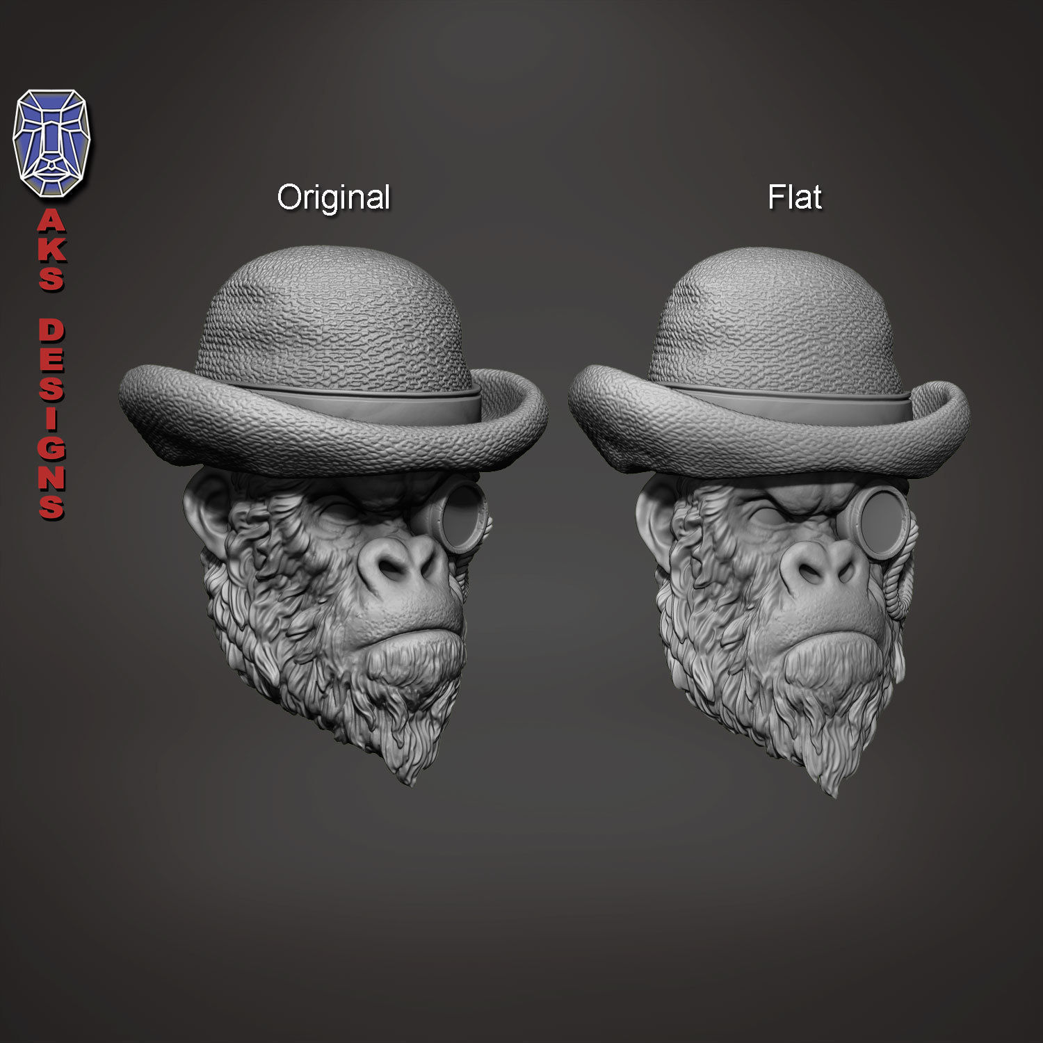 Gentlemen Gorilla Bas relief Art for CNC and jewelry 3D model 3D ...