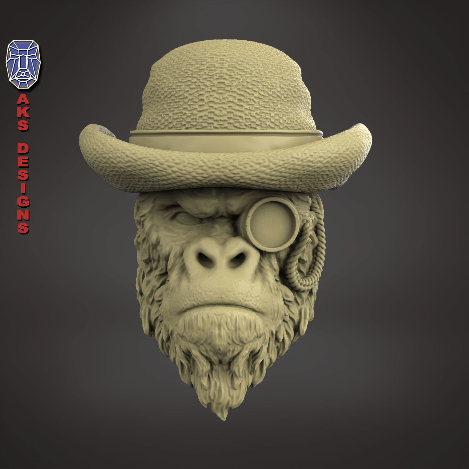 Gentlemen Gorilla Bas relief Art for CNC and jewelry 3D model 3D ...