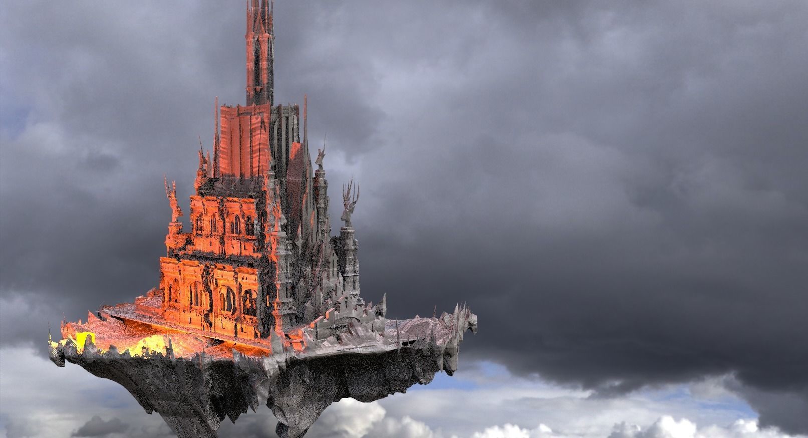 Hellscape Floating city 3D model | CGTrader
