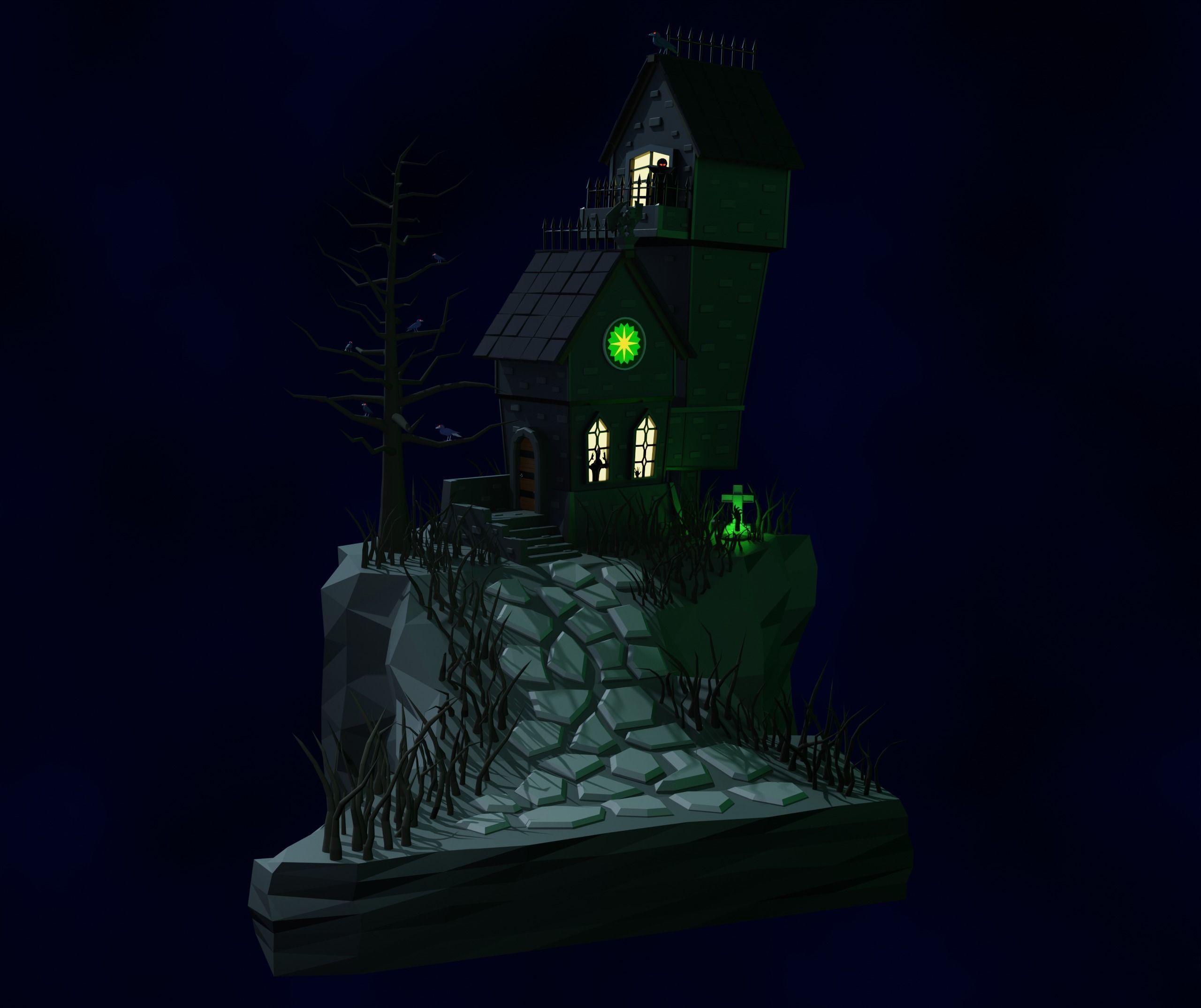 3D model Vampire scary house VR / AR / low-poly | CGTrader