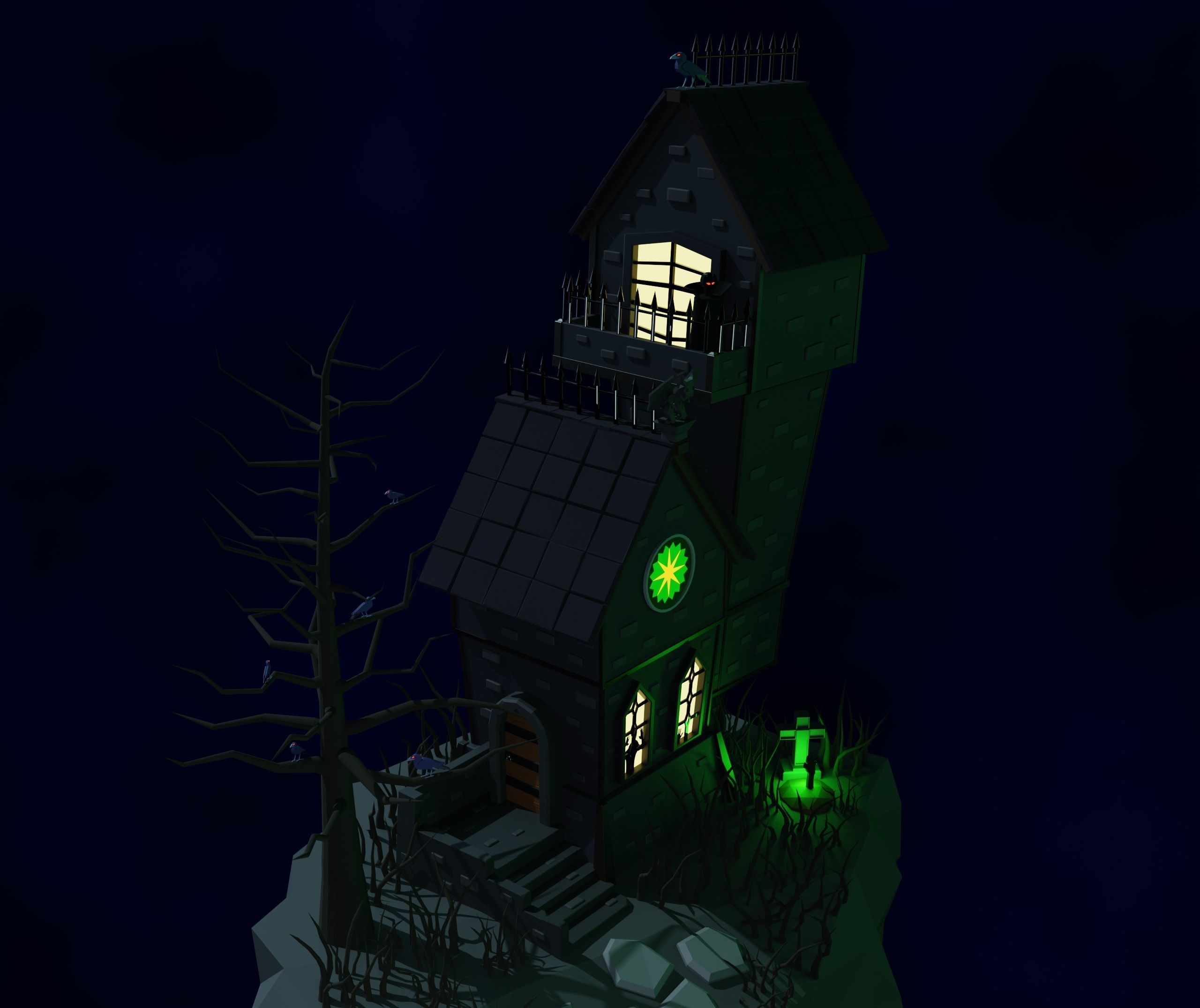 3D model Vampire scary house VR / AR / low-poly | CGTrader