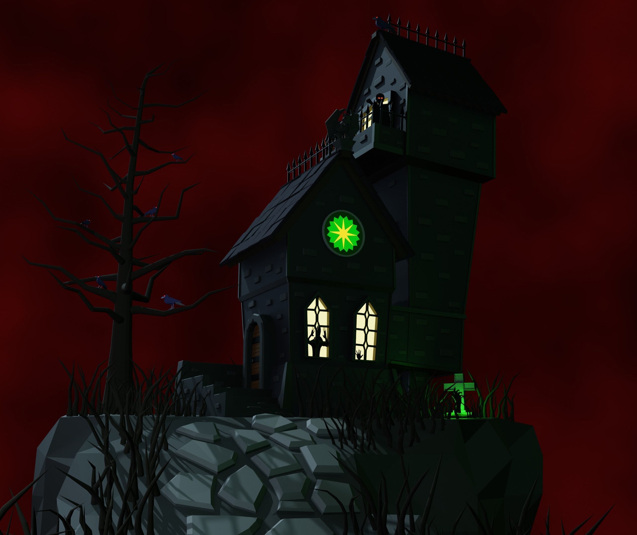 3D model Vampire scary house VR / AR / low-poly | CGTrader