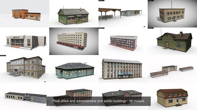 3D Model Collection Pack office and administrative and public buildings ...