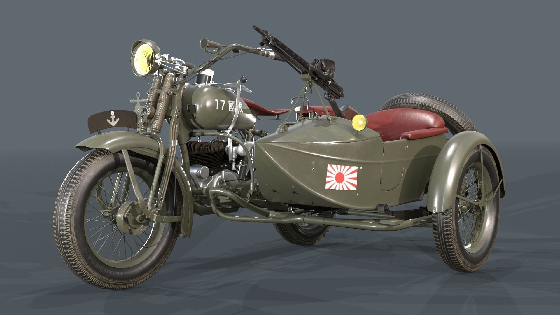 3D model Kurogane Type 95 with Nambu Type 11 machine gun VR / AR / low ...