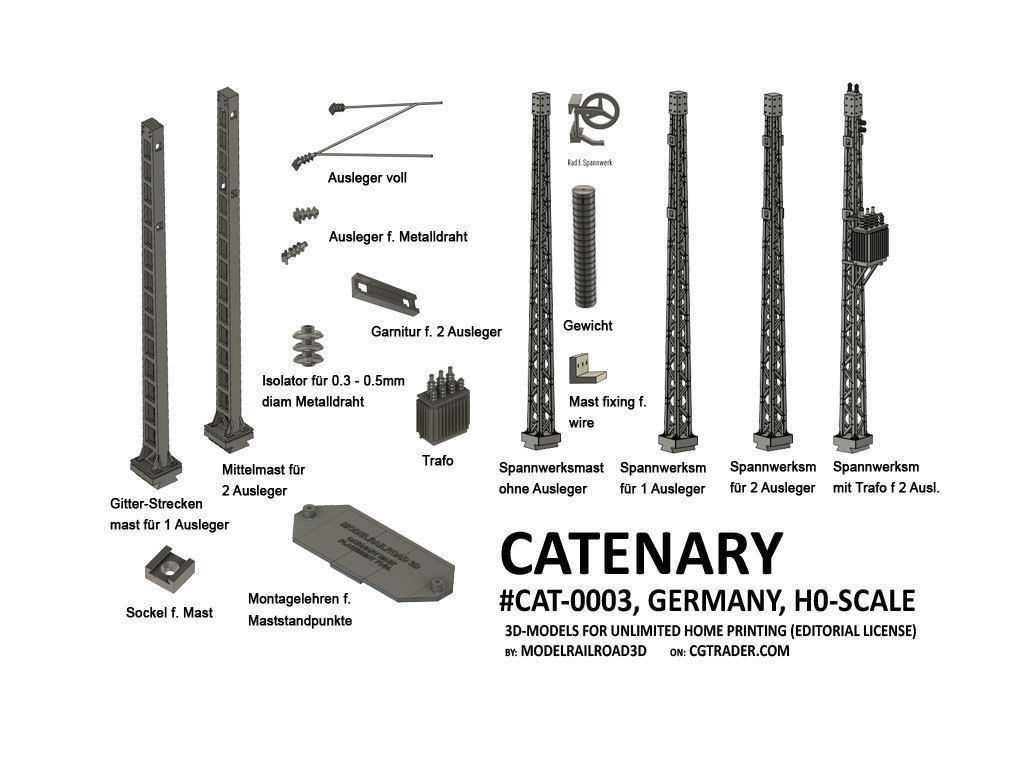CAT-0003 Catenary Germany H0-scale 3D model 3D printable | CGTrader