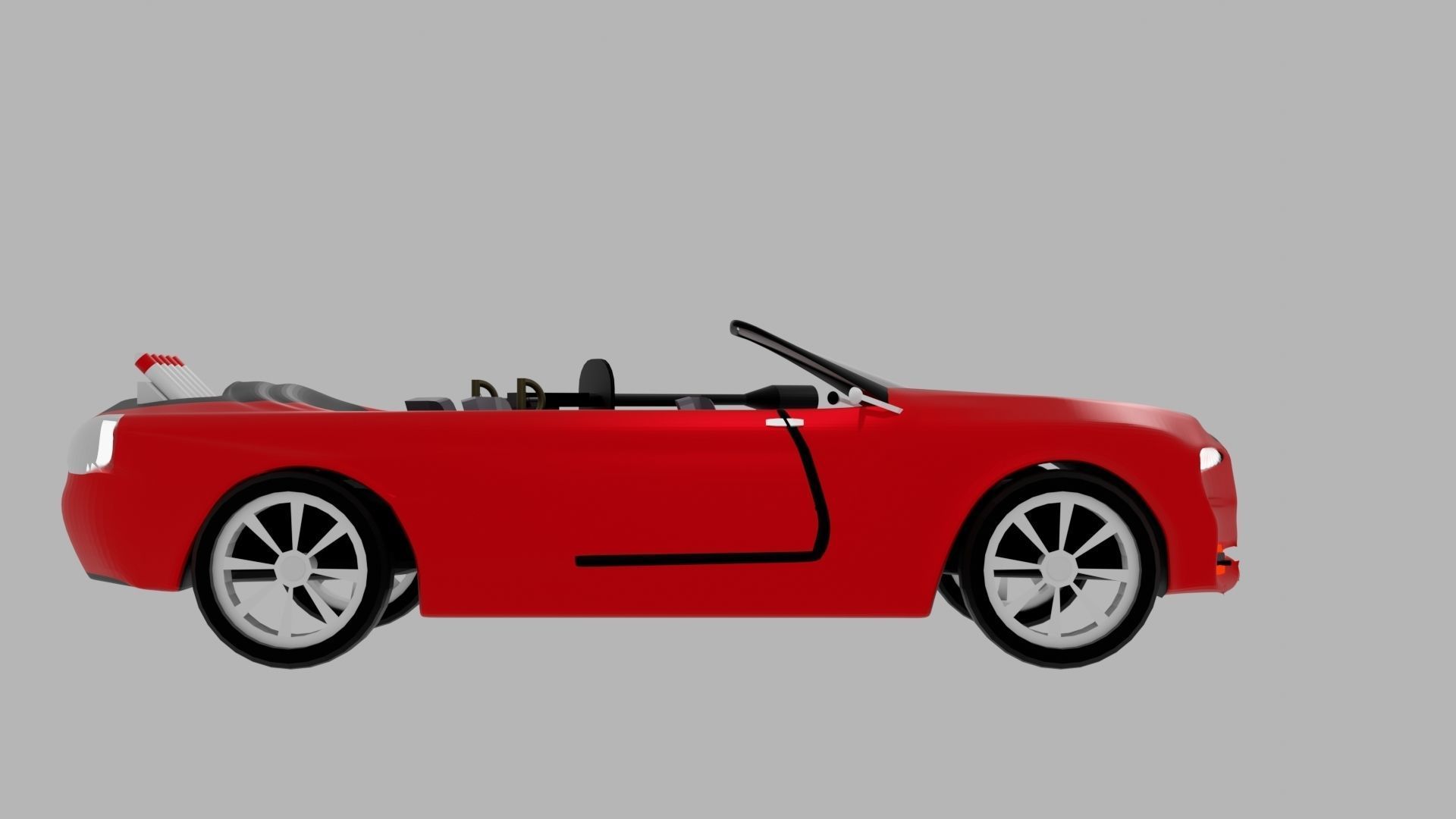Cabriolet with a machine gun in the cabin 3D model | CGTrader