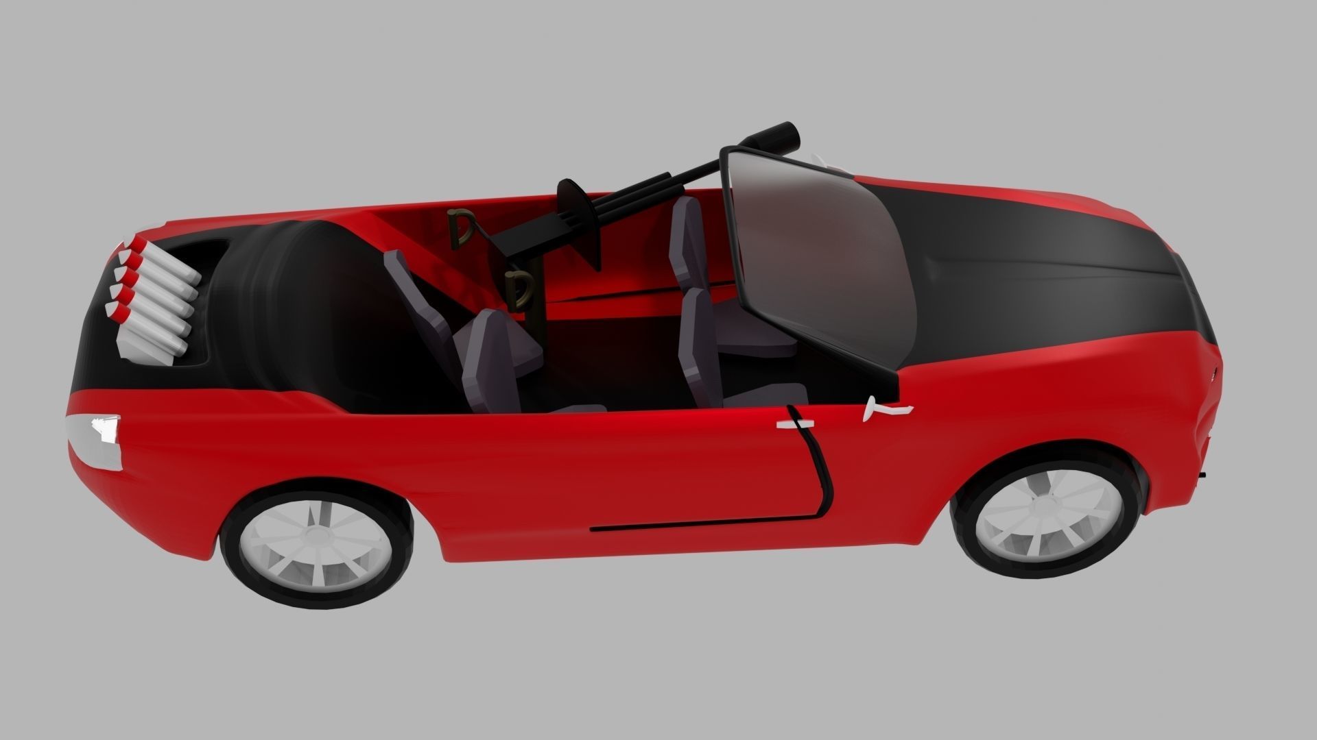 Cabriolet with a machine gun in the cabin 3D model | CGTrader