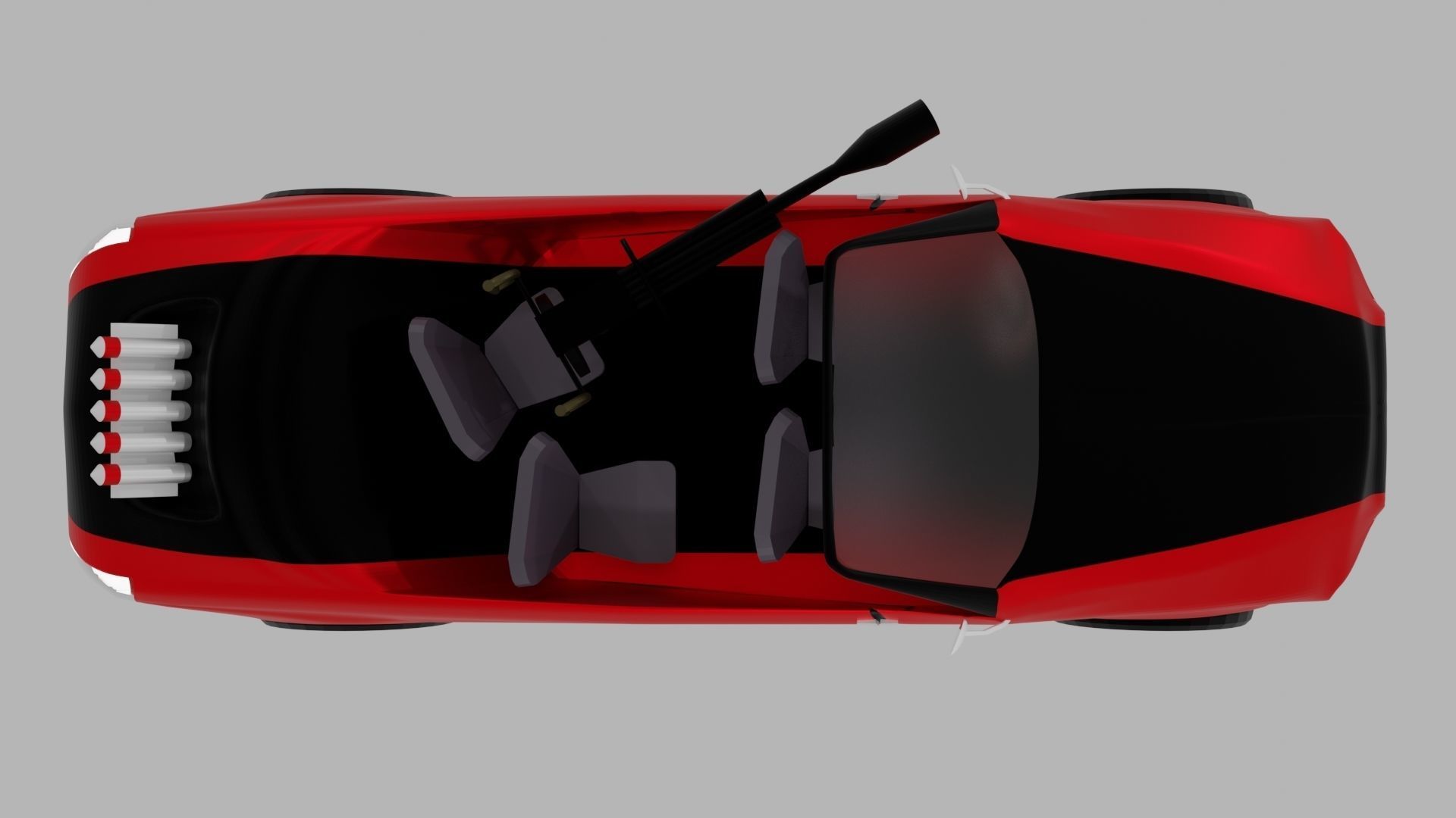 Cabriolet with a machine gun in the cabin 3D model | CGTrader