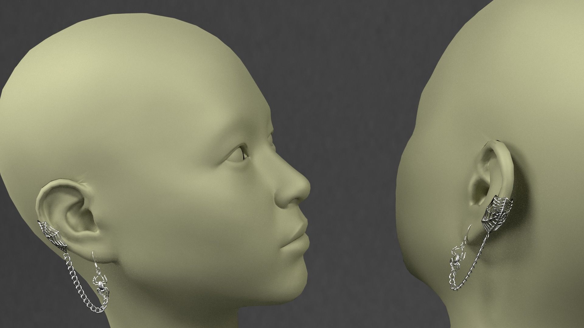 Ear cuffs Spider on web 3D model | CGTrader