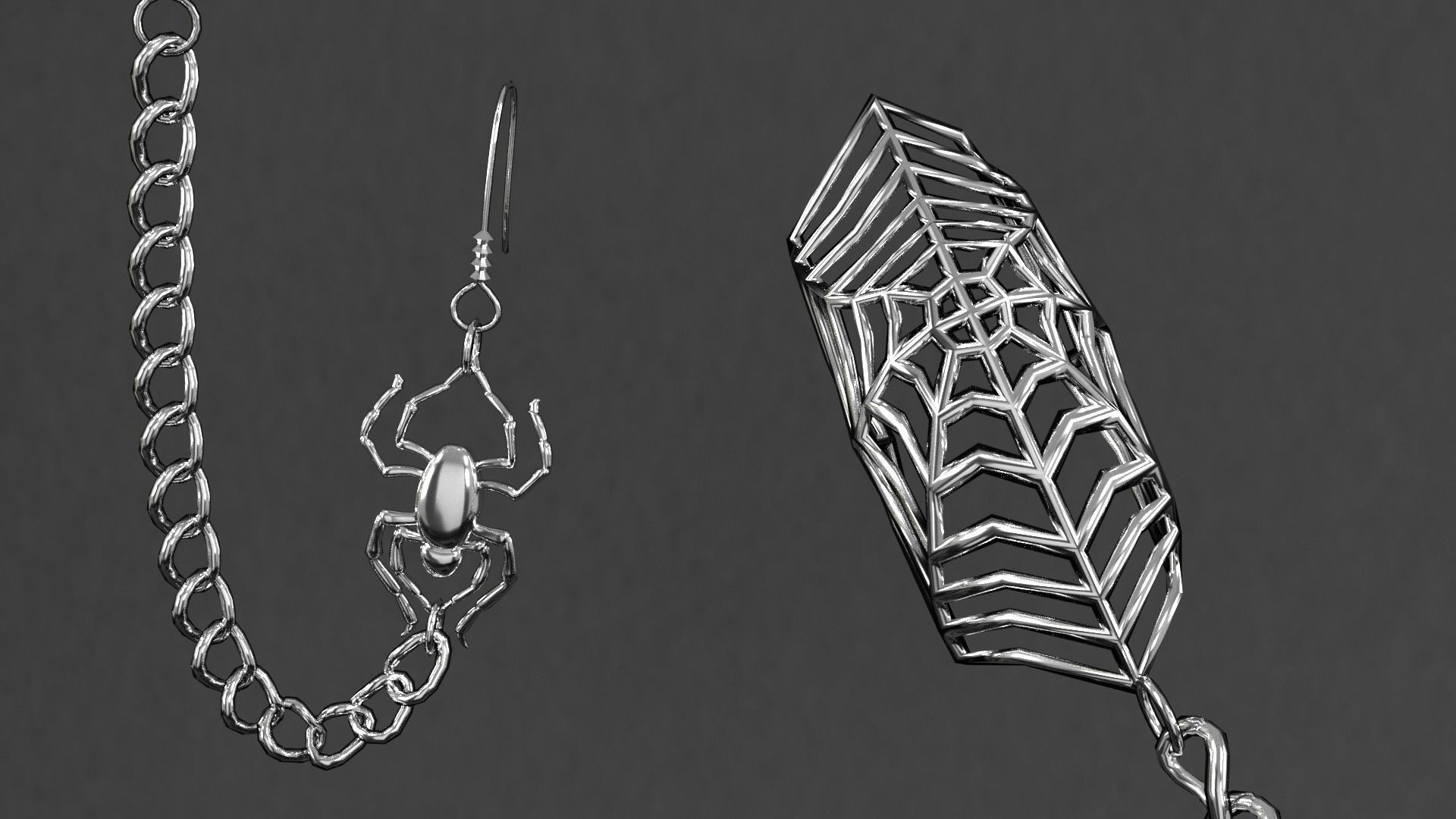 Ear cuffs Spider on web 3D model | CGTrader