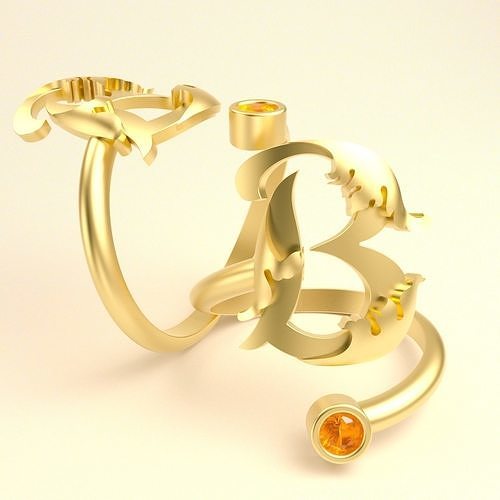 Ring Letter B 3D model 3D printable | CGTrader