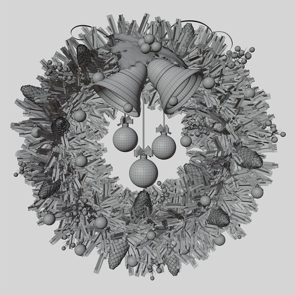 Christmas Wreath With Bells free 3D model | CGTrader