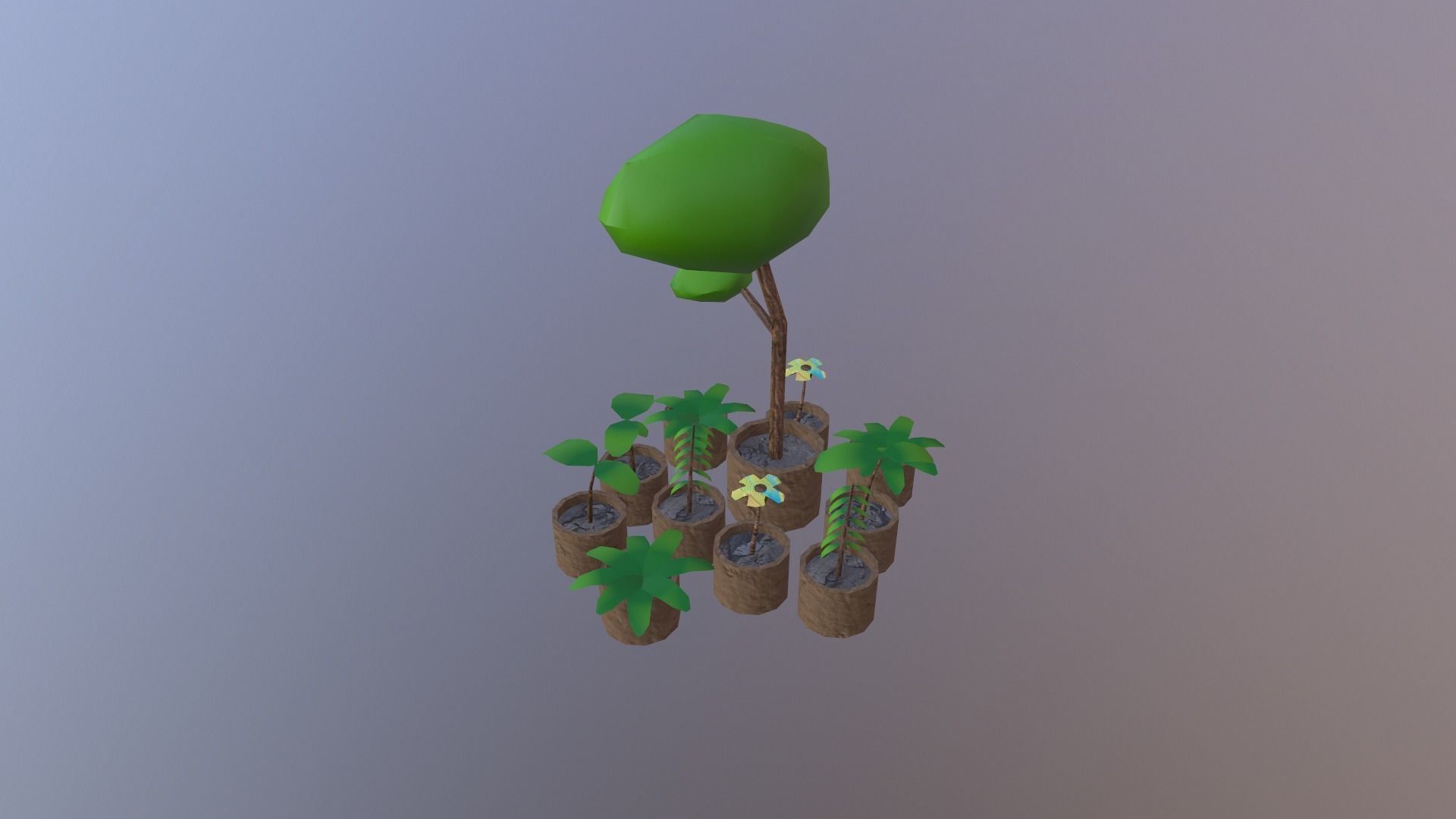 Low Poly Plants tree in middle of field free VR / AR / low-poly 3D ...